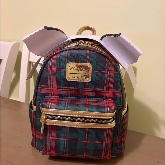 Loungefly | Bags | Loungefly 225 Christmas Disney Plaid Backpack Red ...